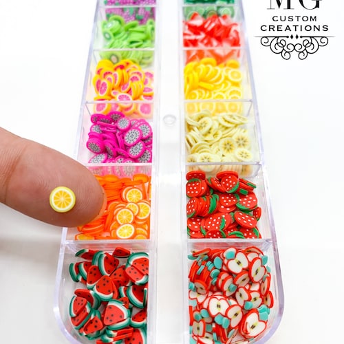 12 Pack MINI FRUIT SLICES Polymer Clay Shape Glitter - Etsy