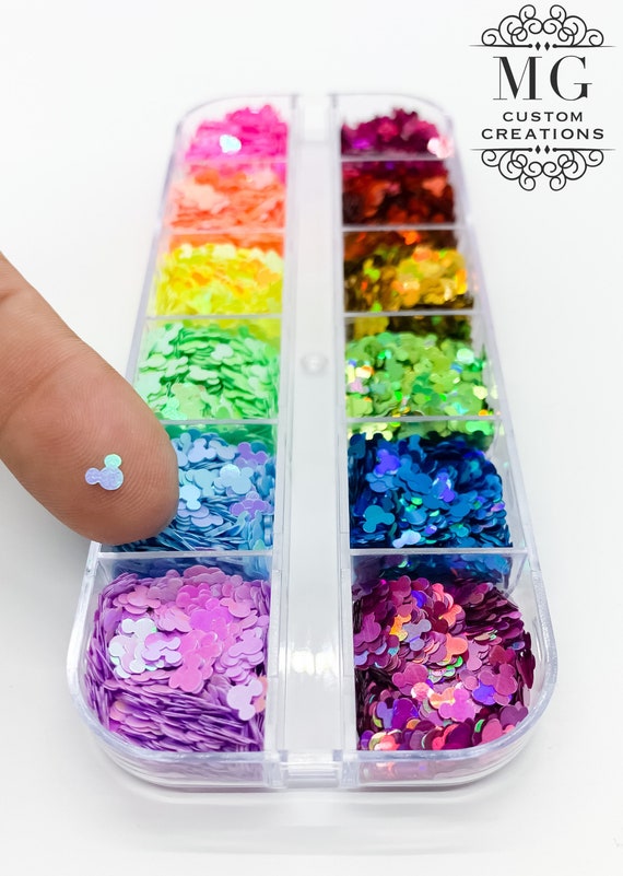 Pearl and Holographic Mouse Head Shape Glitter Collection 12 - Etsy