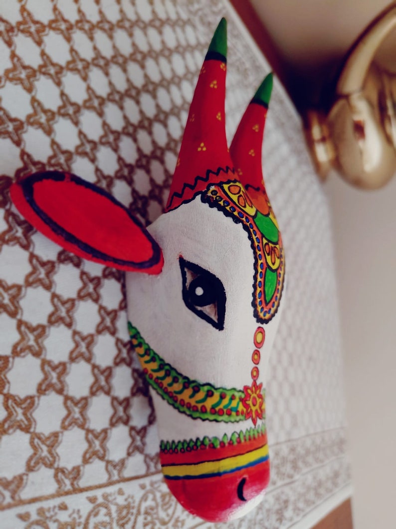 Indian Jallikattu Style Bull Head Mask: Mango Wood Wall Hanging - Etsy