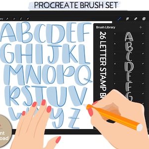 26 Procreate Doodle Letter Stamp, 26 Alphabets Brush Stamp Procreate ...