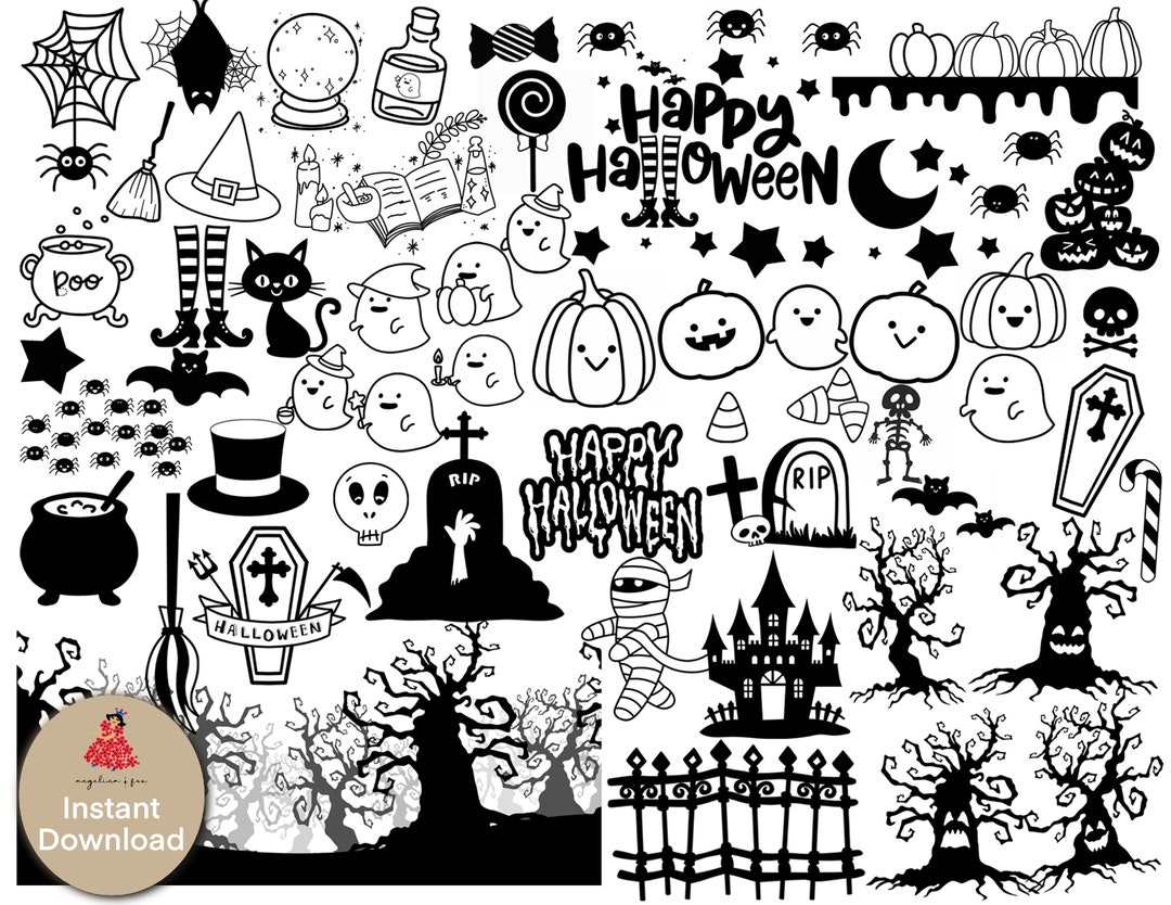 66 Halloween Trick or Treat Procreate Stamp Brushes,halloween Digital ...