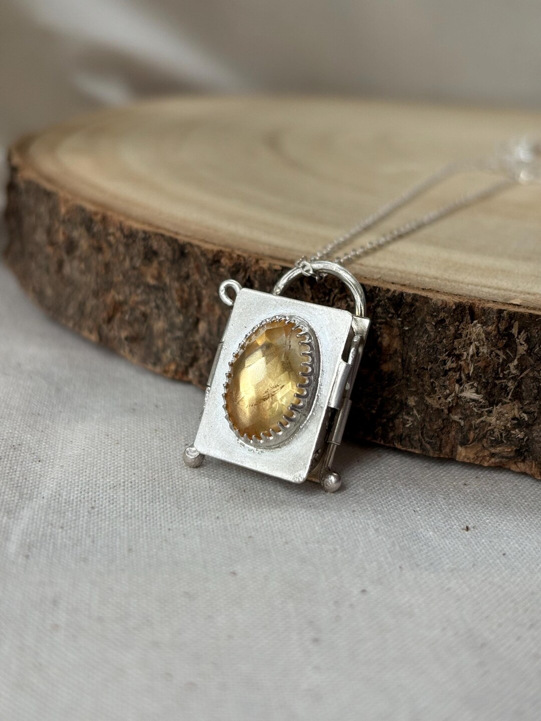 Handcrafted Sterling Silver Citrine Locket Necklace - Gothic Patina - Etsy