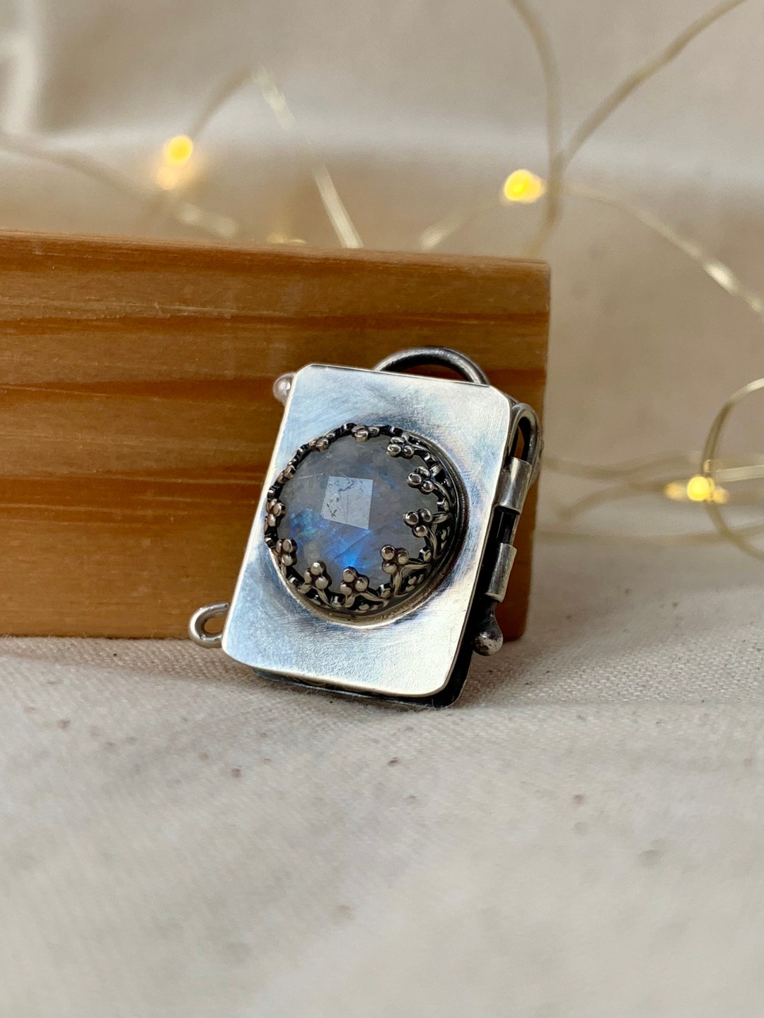 Sterling Silver Locket, Small Locket, Moonstone Locket, Gothic Necklace ...