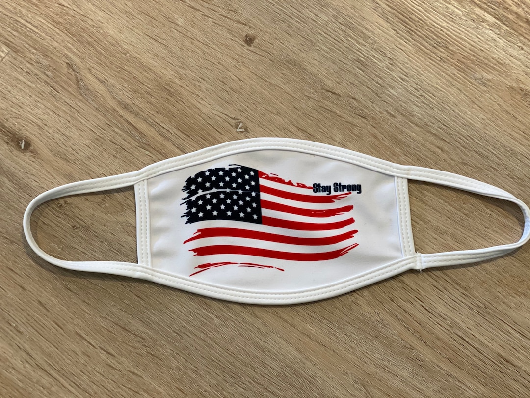 USA FLAG MASK American Flag Mask 2 Layer Face Cover Flag Print Mask ...