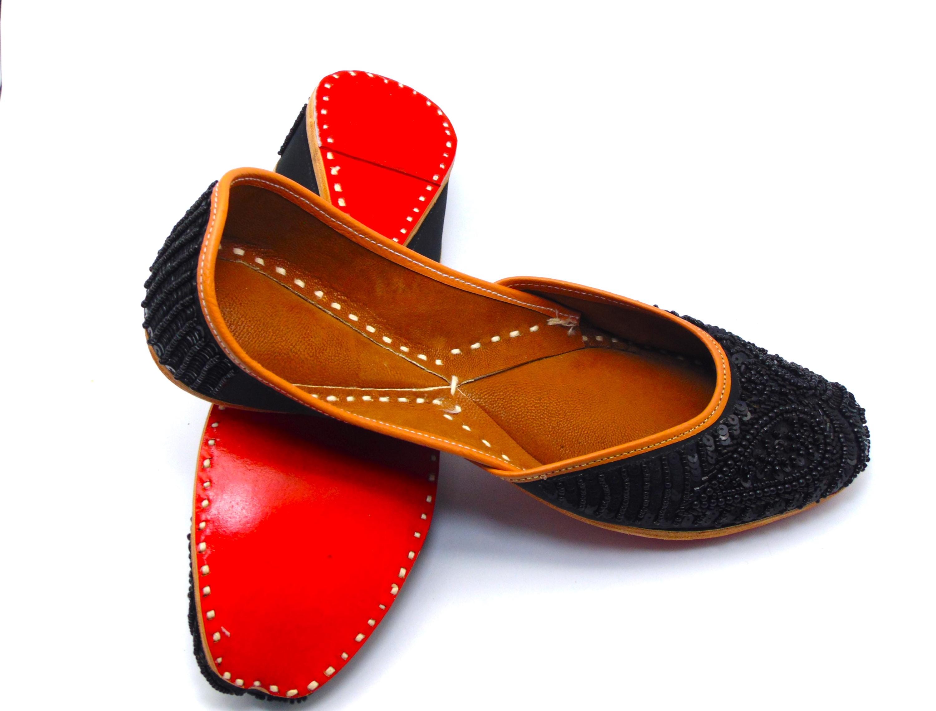 Ethnic Indian Genuine Leather Bridal Shoes With Embroidery Juti Khussa ...