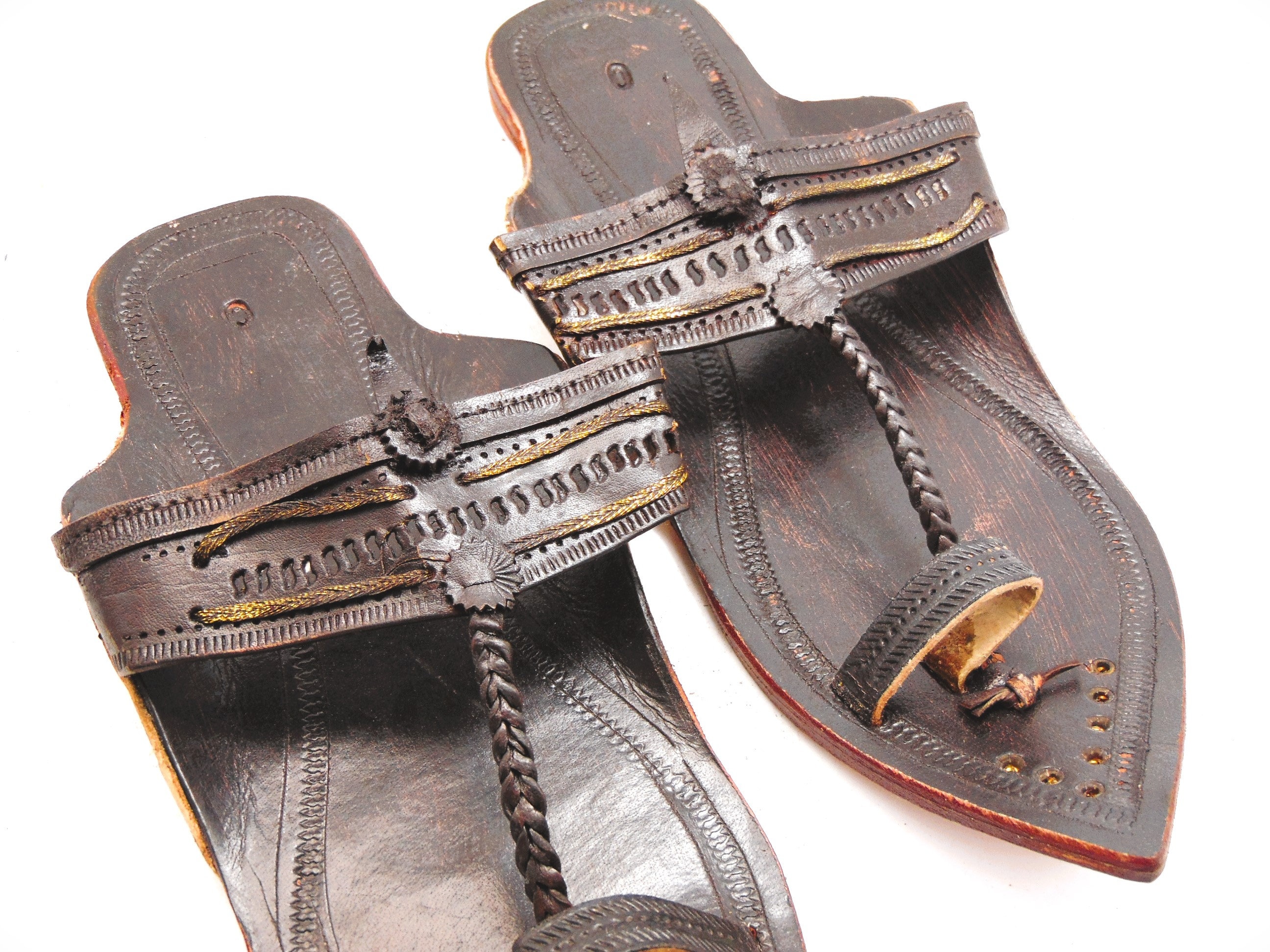 Kolhapuri Leather Sandals: Ethnic Indian Mens Chappals Slides - Etsy