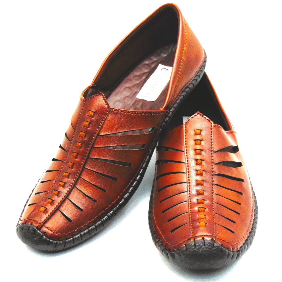 Ethnic Indian Men Shoes in High Quality Synthetic Leather Sandals Flats ...