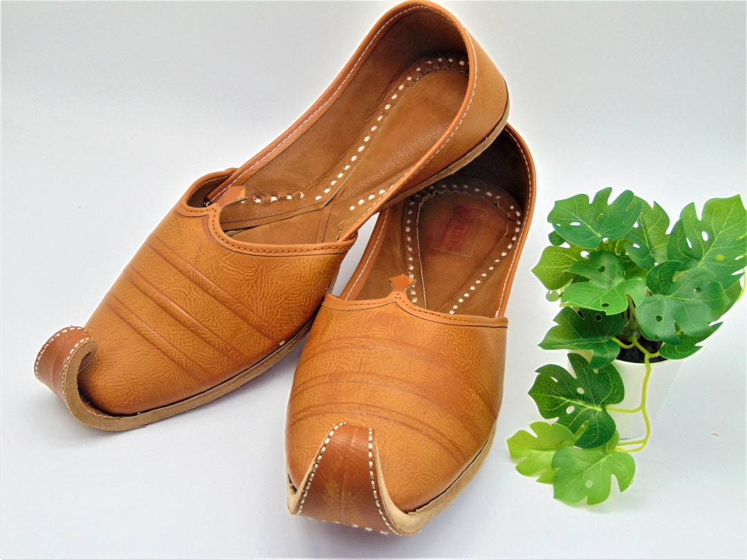 Ethnic Indian Genuine Leather Men Shoes Juti Khussa Sandals Flats Slip ...