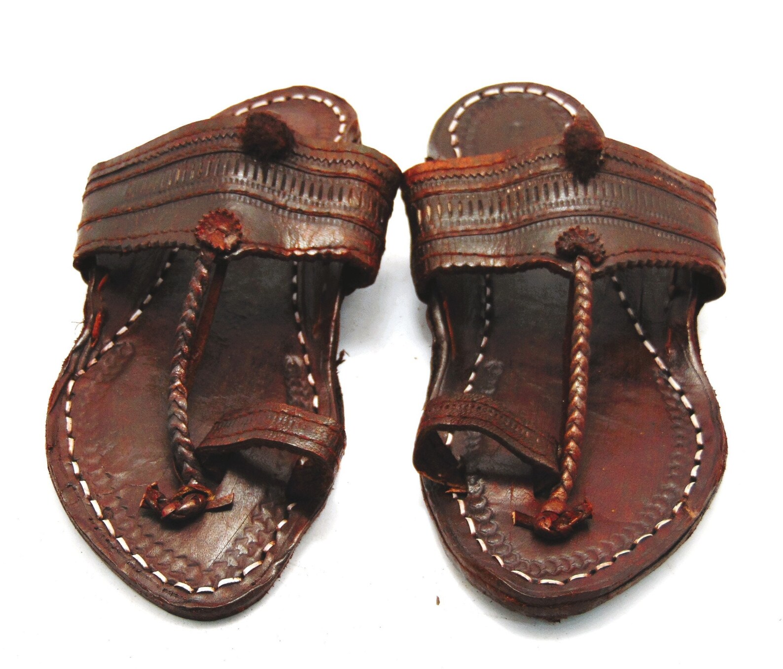 Ethnic Unisex Indian Kholapuri Toe Strap Leather Chappals/sandals ...