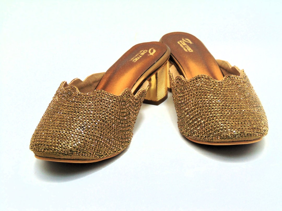 Bronze Embroidered Bridal Wedge Heels: Rhinestone Wedding Shoes - Etsy