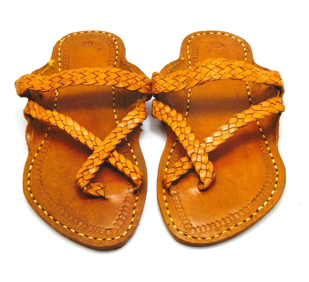 Ethnic Unisex Indian Kholapuri Toe Strap Leather Chappals/sandals ...
