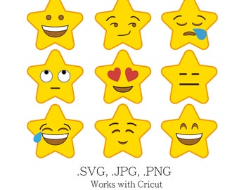 Stars Emoji SVG Collection Stars Cartoon Vector Clipart | Etsy