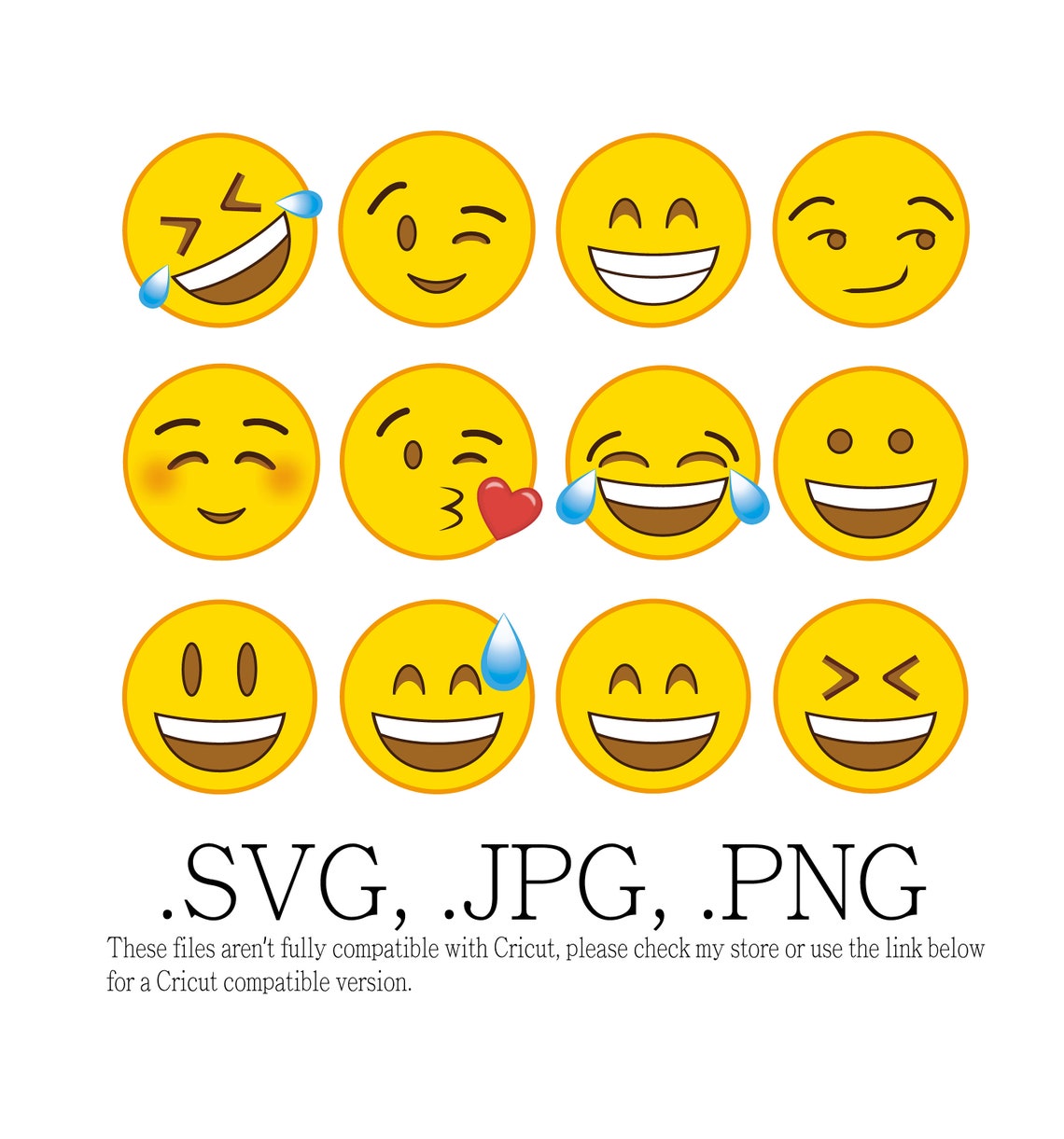Emoji SVG Collection Emoji Clipart Emoji Bundle Emoji | Etsy