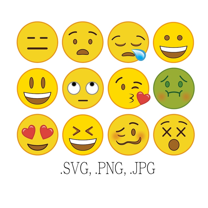 Emoji SVG Collection Emoji Clipart Emoji Bundle Emoji | Etsy