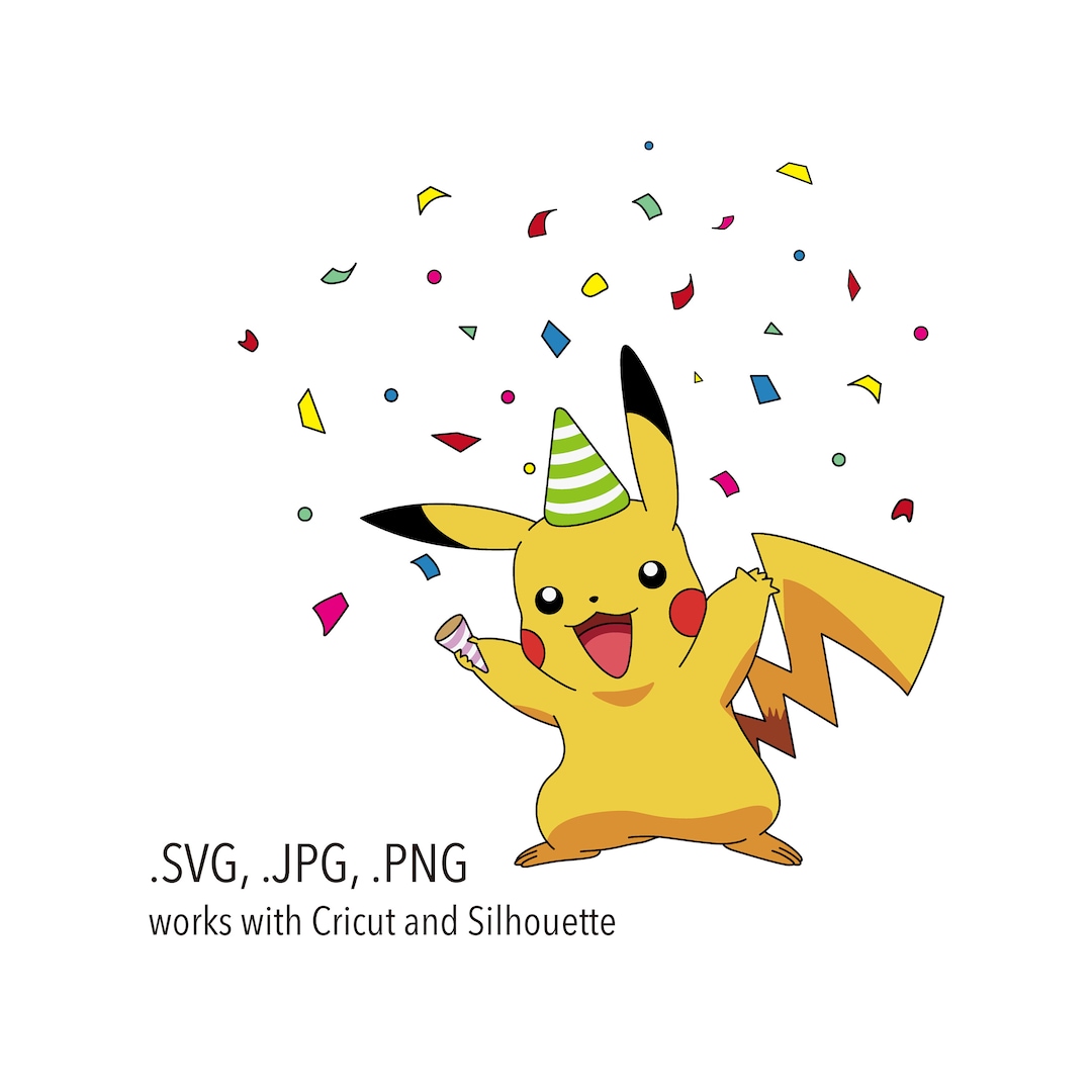 Pikachuw/party-popper Svg, Png Jpg Files. Cartoon Anime Poke Mon ...