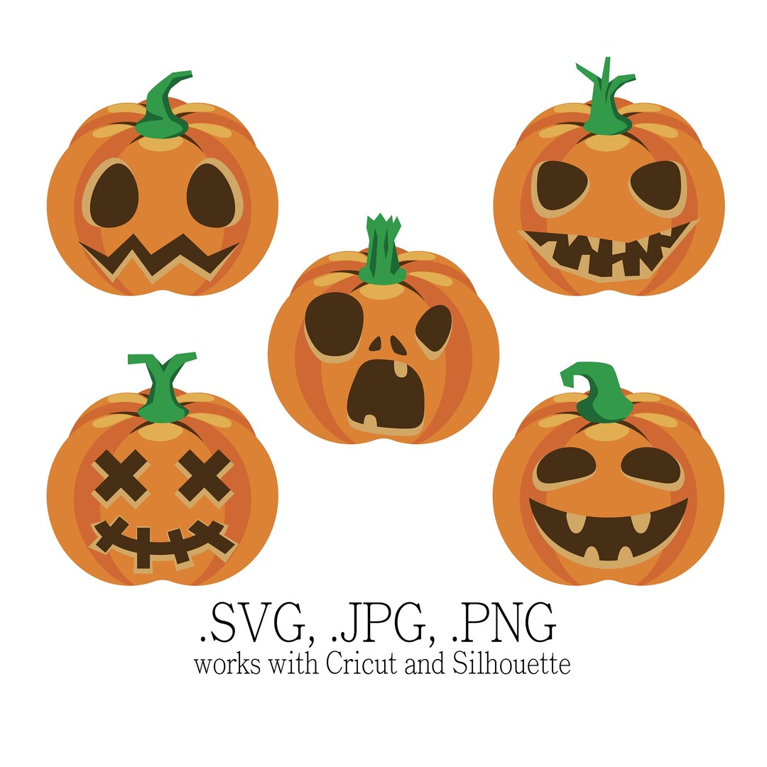 Halloween Pumpkin SVG JPG PNG Clip Art, Jack O Lantern Bundle, Digital ...