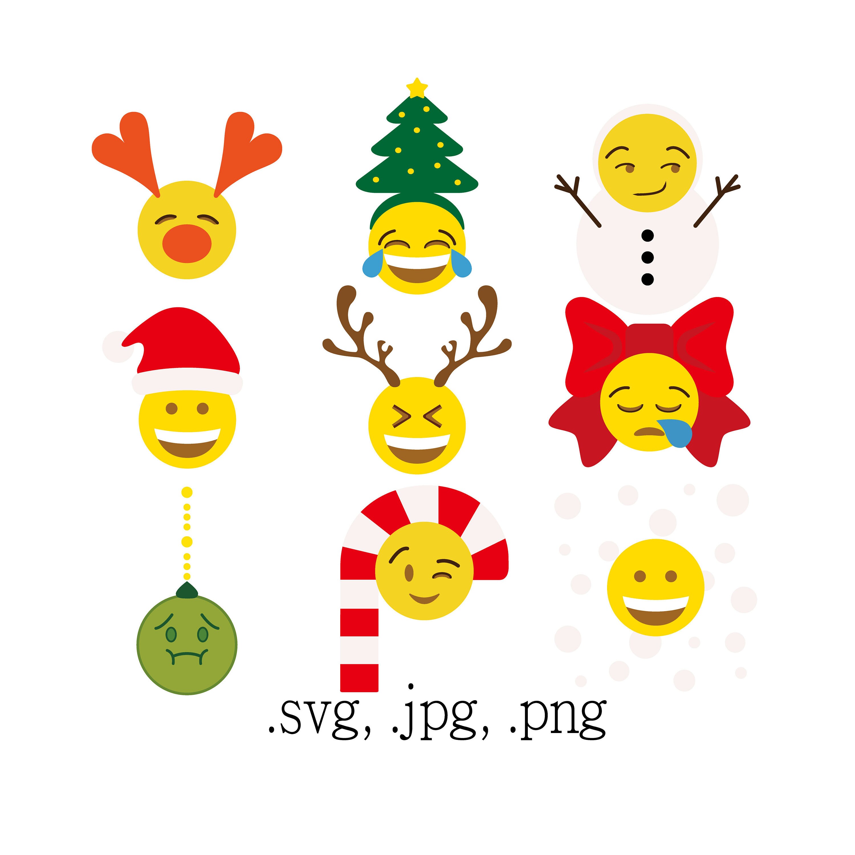 Cute Christmas and Holiday Emoji Designs SVG PNG JPG - Etsy