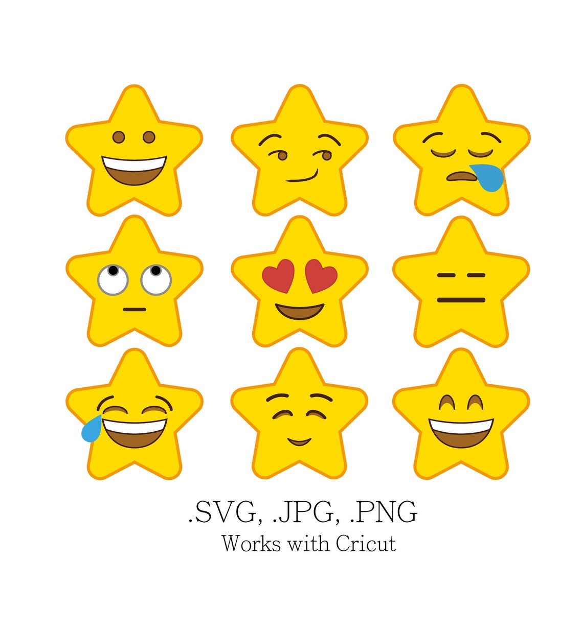Stars Emoji SVG Collection Stars Cartoon Vector Clipart | Etsy