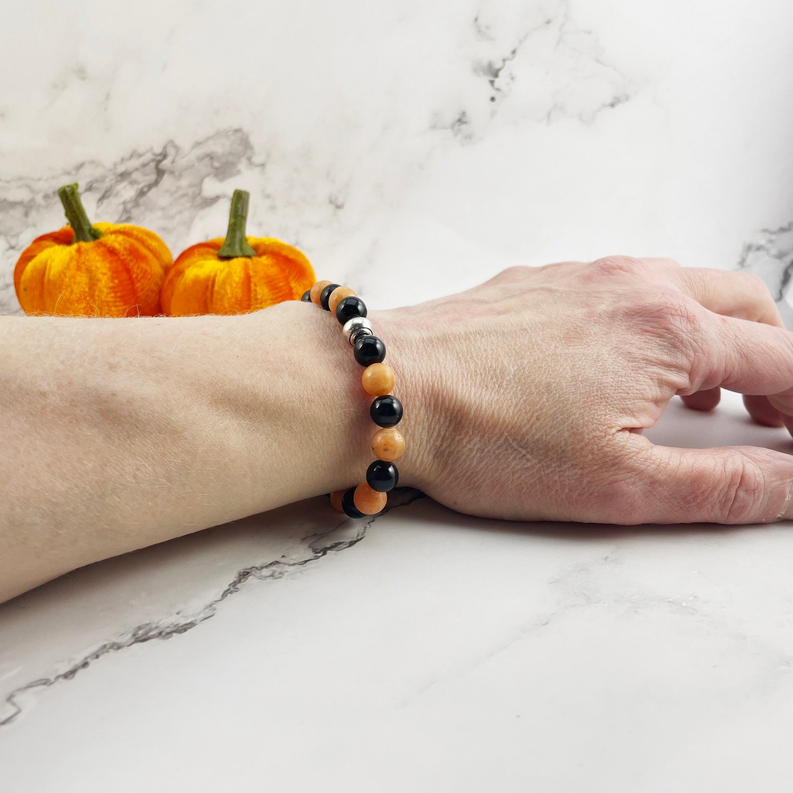 Halloween Crystal Bracelet, Halloween Crystal Jewelry, Orange and Black ...