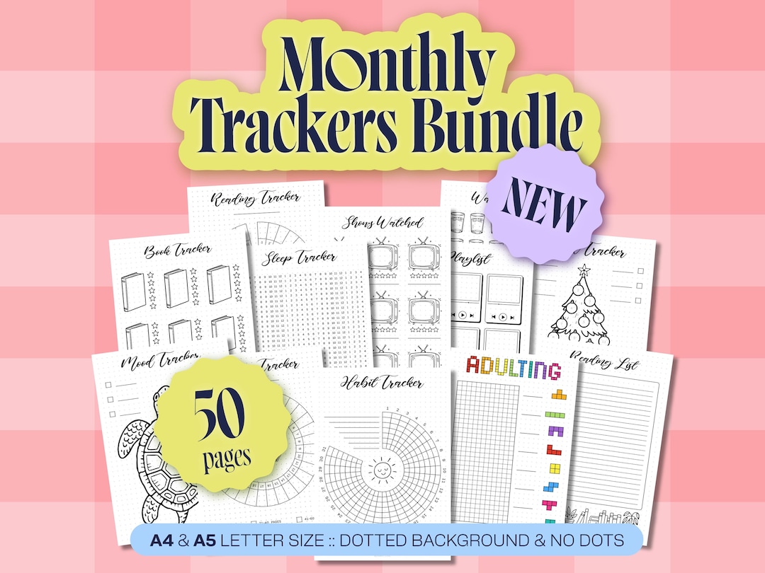 2026 MONTHLY TRACKERS BUNDLE – 50 Pages / Mood, Checklist & Circular ...