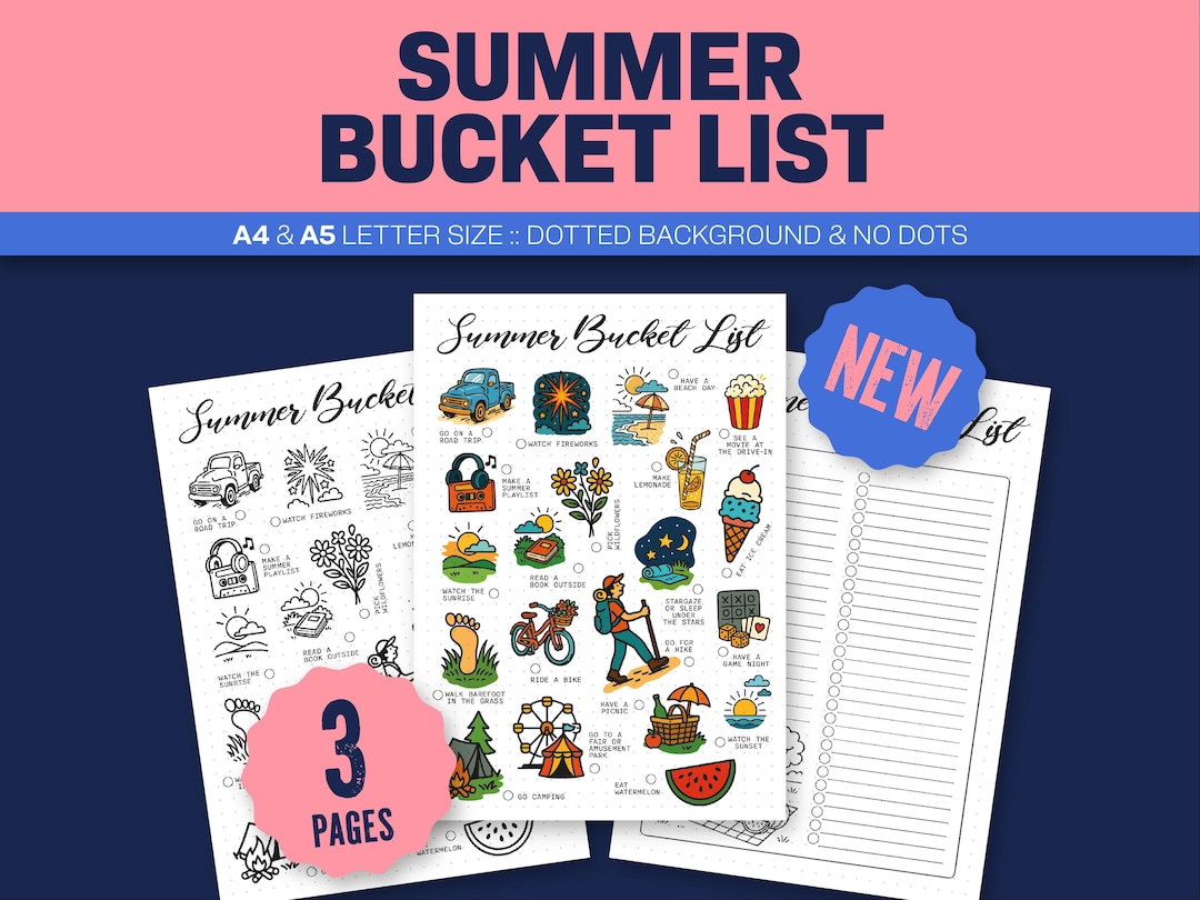 SUMMER BUCKET LIST 2025 Printable, Summer Break Bucket List Template ...