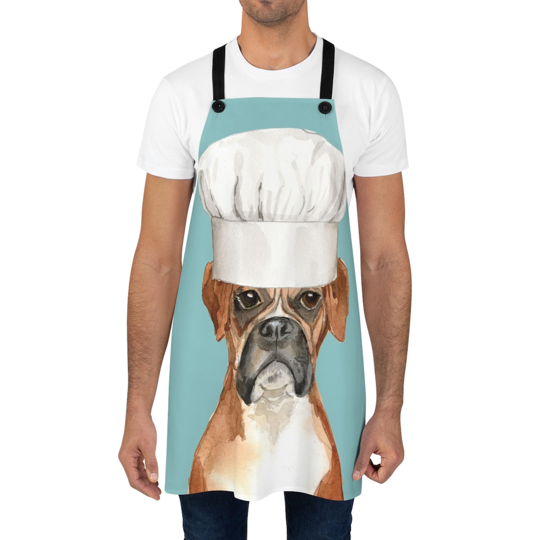 Boxer Dog Apron, Apron With Funny Dog Face, Dog Illustration, for ...
