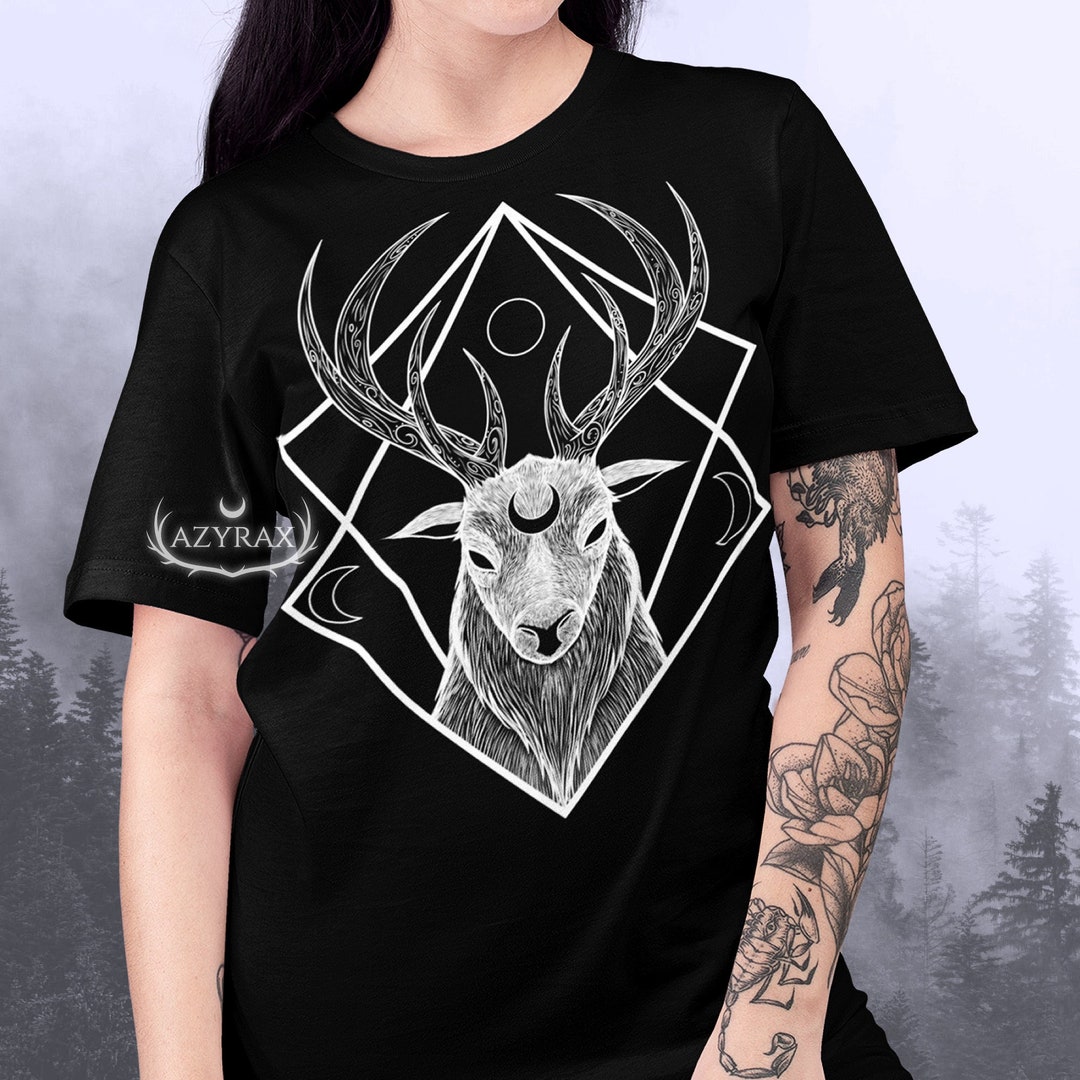 Lunaris Shirt Gothic Spirit Stag Artwork by Azyrax - Etsy