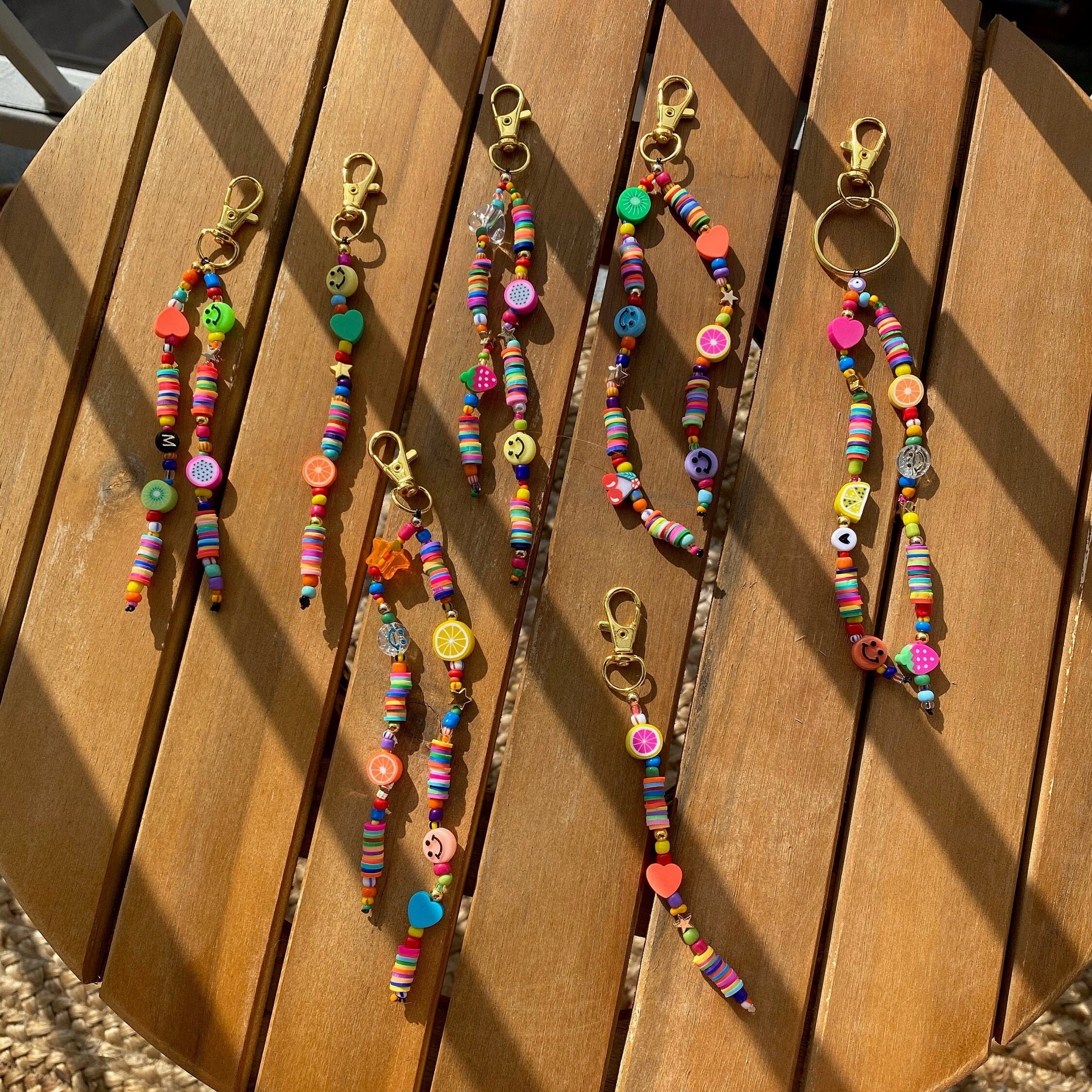 Rainbow 2000's Beaded Keychain - Etsy