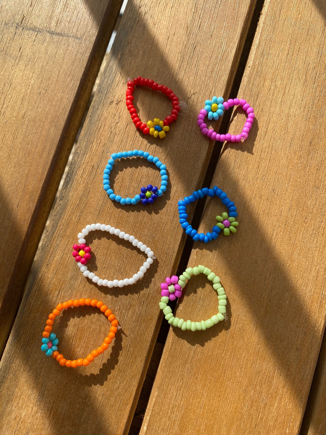 Flower Beaded Ring - Etsy