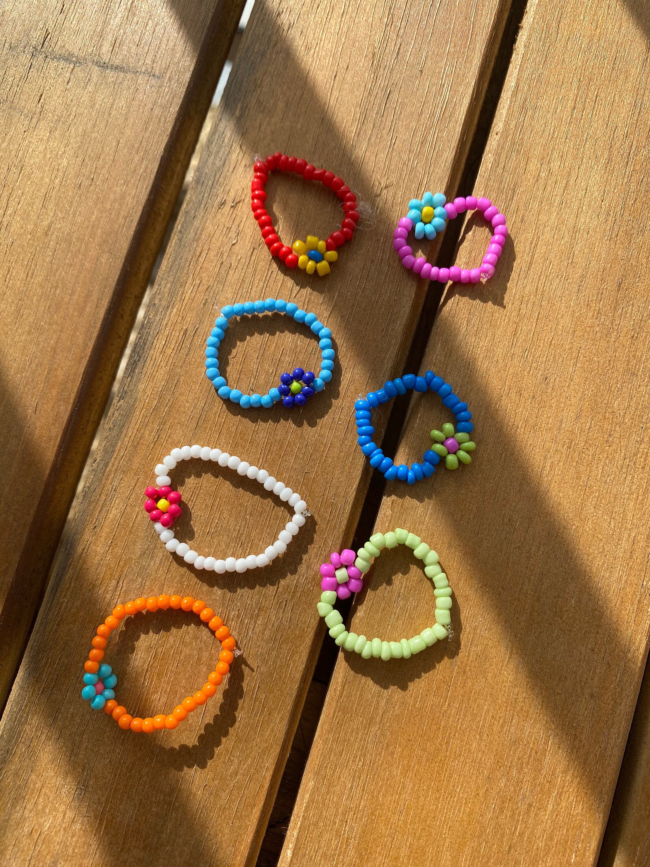 Flower Beaded Ring - Etsy