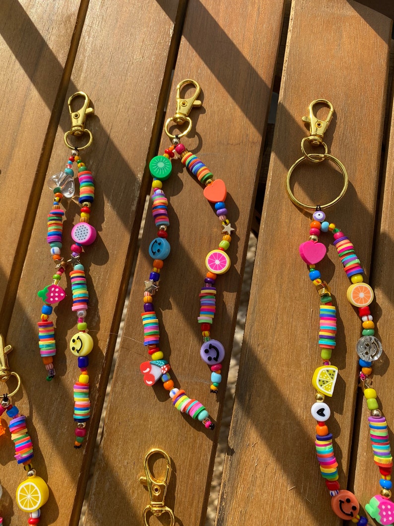 Rainbow 2000's Beaded Keychain - Etsy