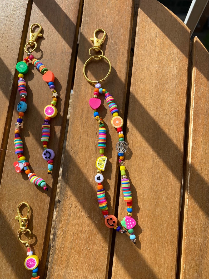 Rainbow 2000's Beaded Keychain - Etsy