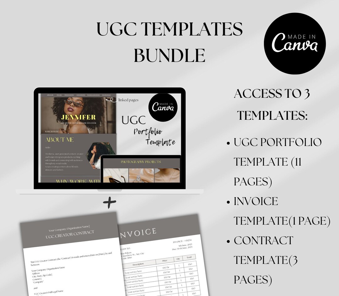 Ugc Portfolio Template Ugc Invoice Template Ugc Contract - Etsy