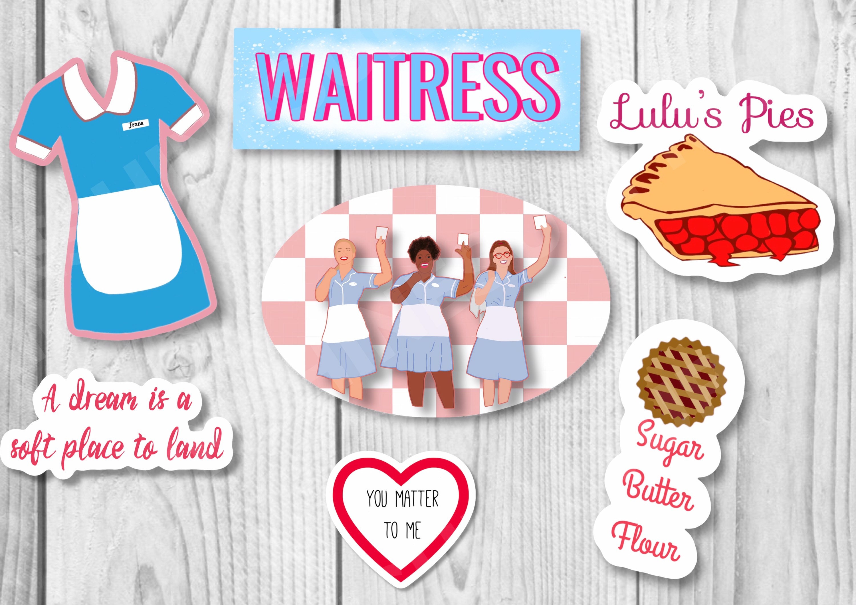 Waitress Sticker Stickers Individual Or 7 Sticker Pack Laptop Etsy Uk