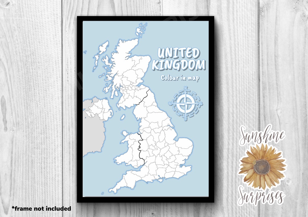 Colour in Map of United Kingdom A4 Print Travel Adventure - Etsy
