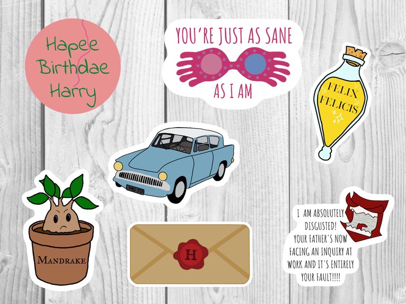 Harry Potter Stickers Individual Or 7 Sticker Pack Laptop Etsy