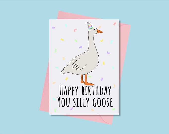 Silly Goose Birthday Card, Untitled Goose Game Greetings Card, Blank ...