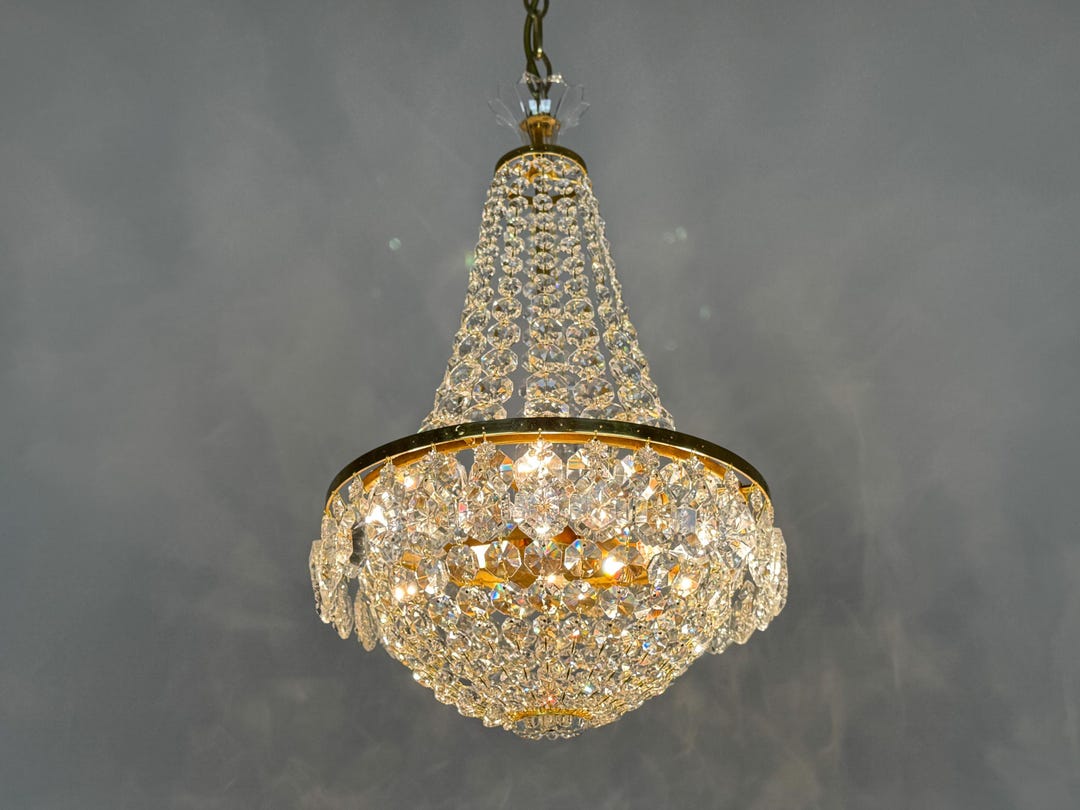 Antique Italian Crystal Chandelier Lighting - 1960s Vintage Ceiling ...