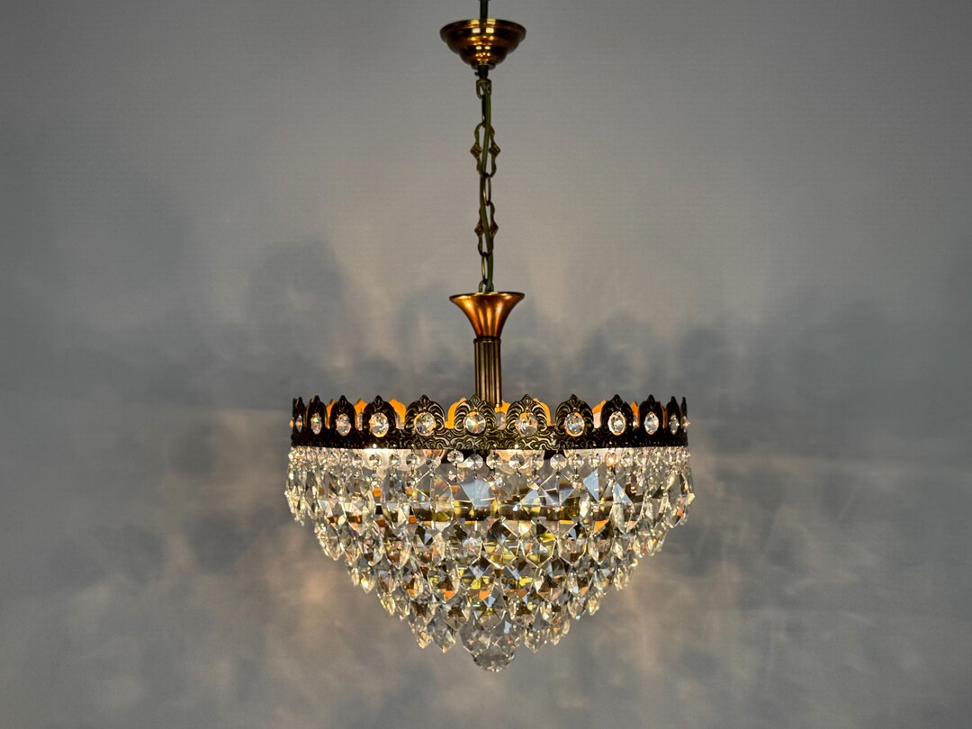Antique Crystal Chandelier Light Fixtures: Vintage Brass French Style ...