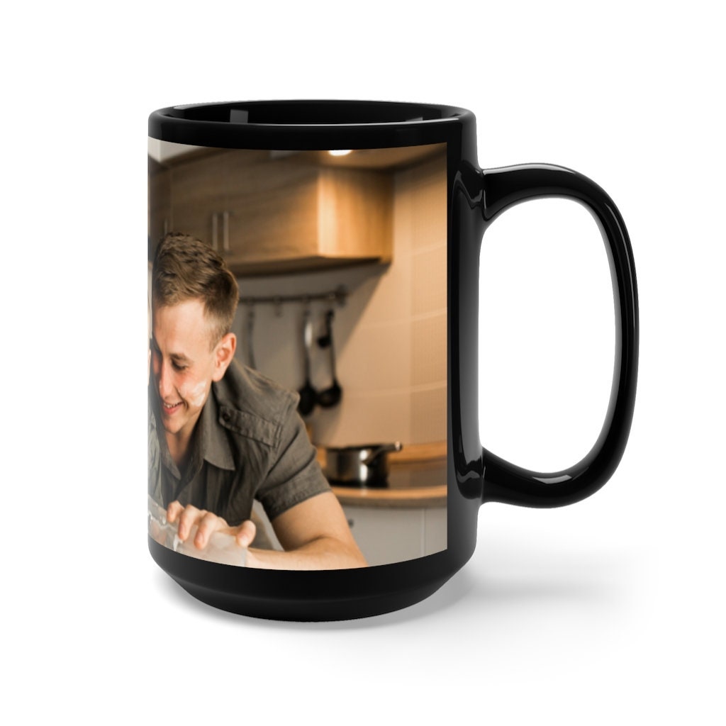 Personalized Black Mug Custom Family Photo Coffee Mug 15oz Black Mug - Etsy