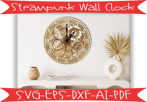 Steampunk Wall Clock SVG Cut Files for Cricut or Silhouette - Etsy ...