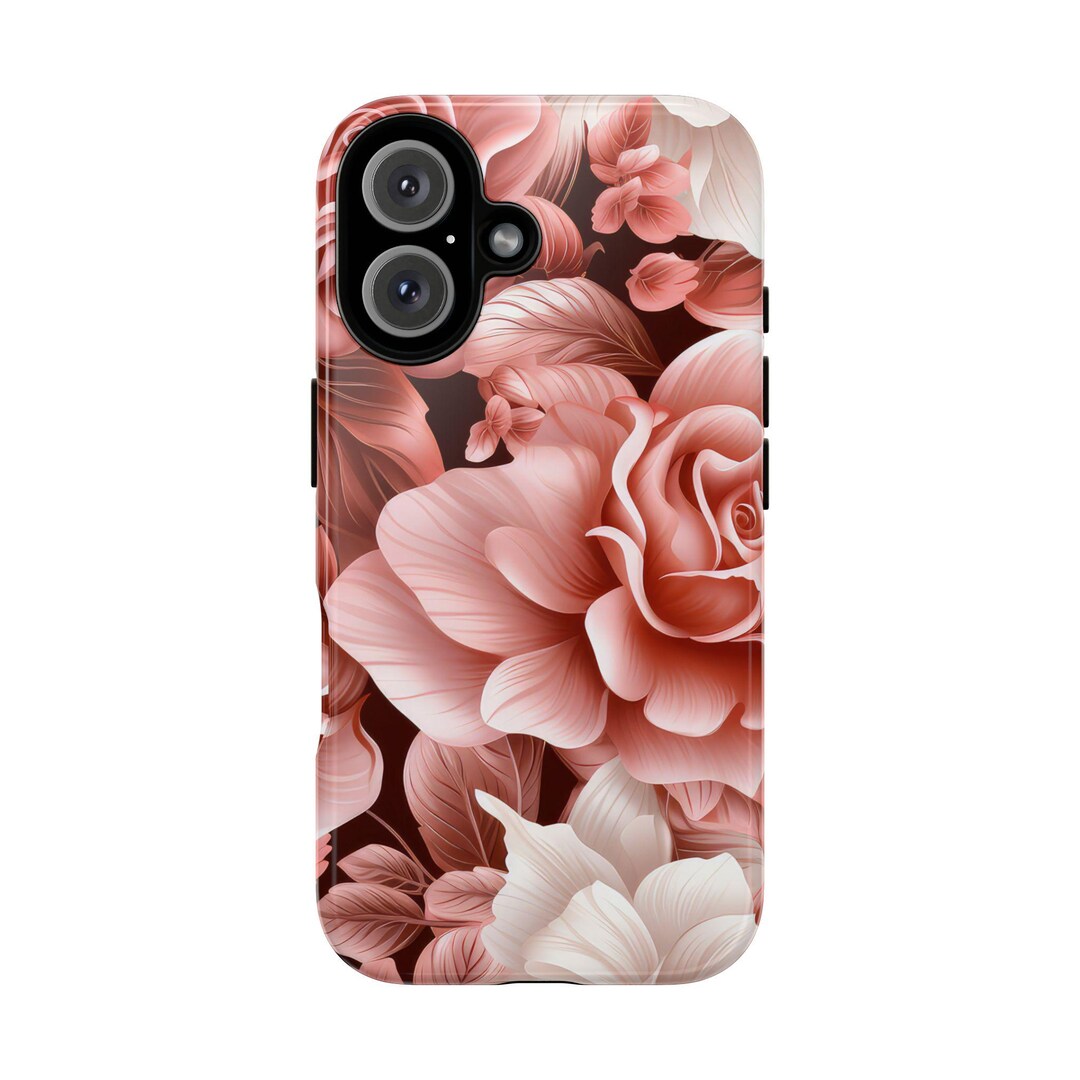 Blush Pink Floral iPhone 16 Case, Pretty Spring Aesthetic Phone Case ...