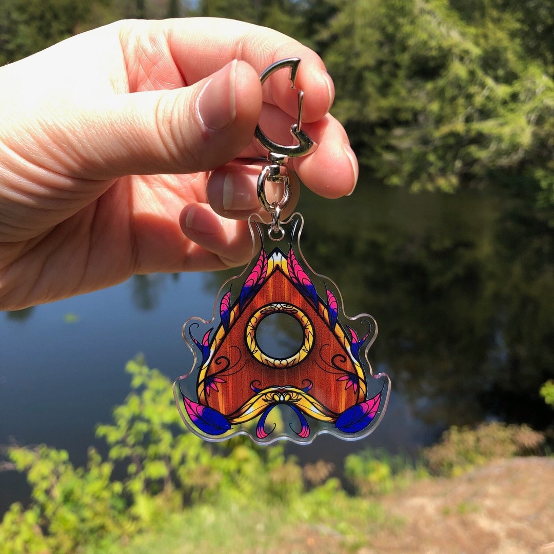 Planchette Ouija Bag Charm Keychain Acrylic and Metal Clasp - Etsy