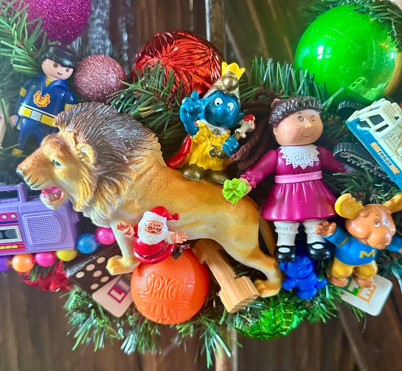 Upcycled Retro 90s Kids 1990's Vintage Toys Christmas Wreath Kitsch ...