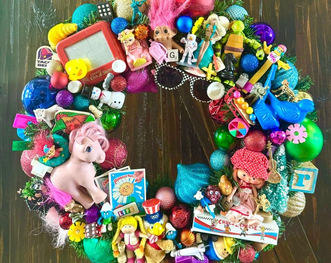 Retro Upcycled 80s 1980's Vintage Toys Christmas Wreath * Kitsch ...