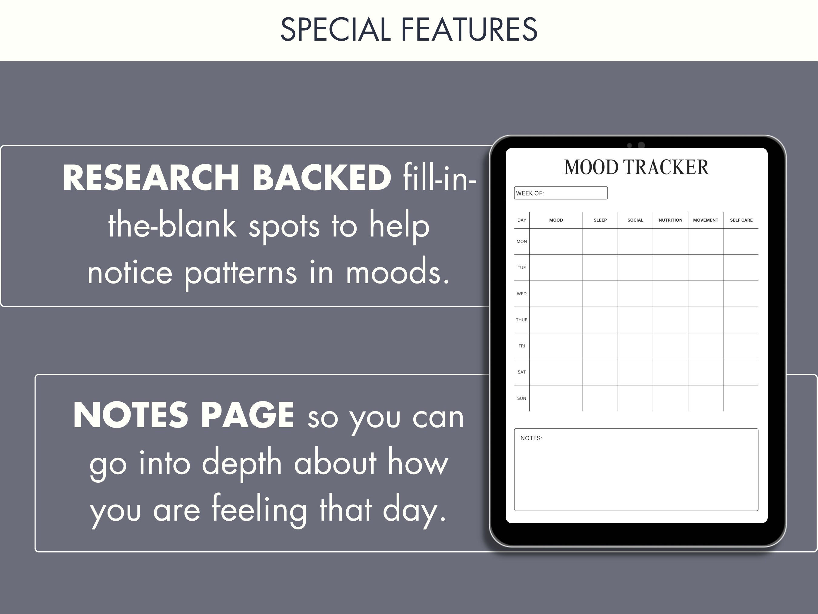 Daily Mood Tracker Printable Mental Health Tracker Digital Mood Tracker ...