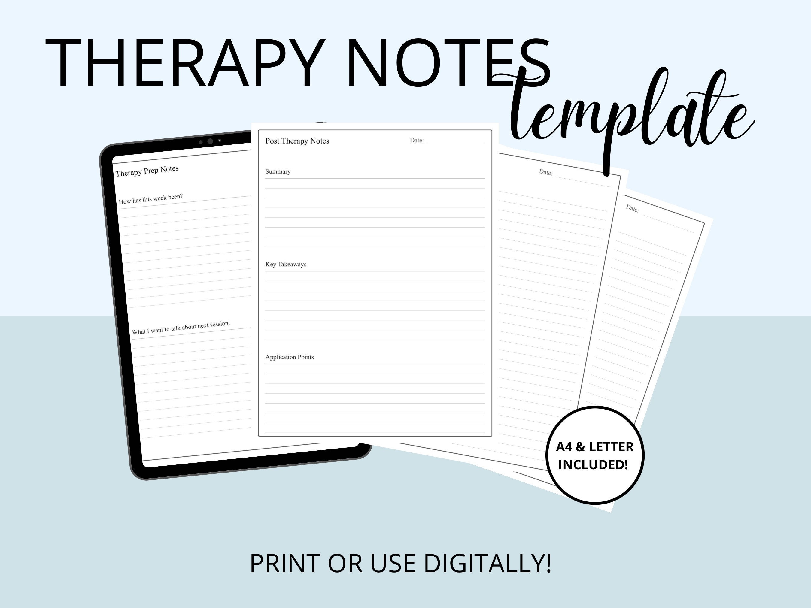 Therapy Notes Printable Therapy Worksheet Mental Health Worksheet ...