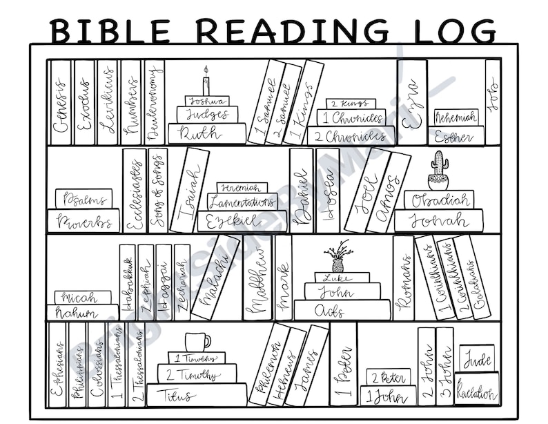Bible Reading Log Books of the Bible Bookcase Tracker | Etsy