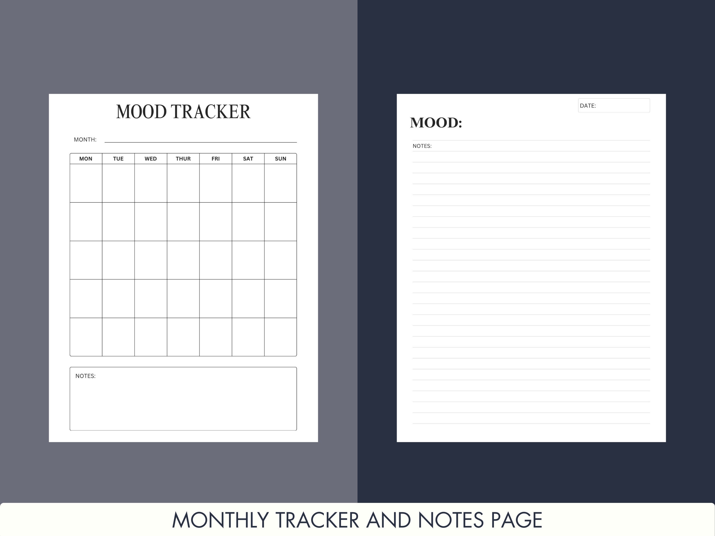Daily Mood Tracker Printable Mental Health Tracker Digital Mood Tracker ...