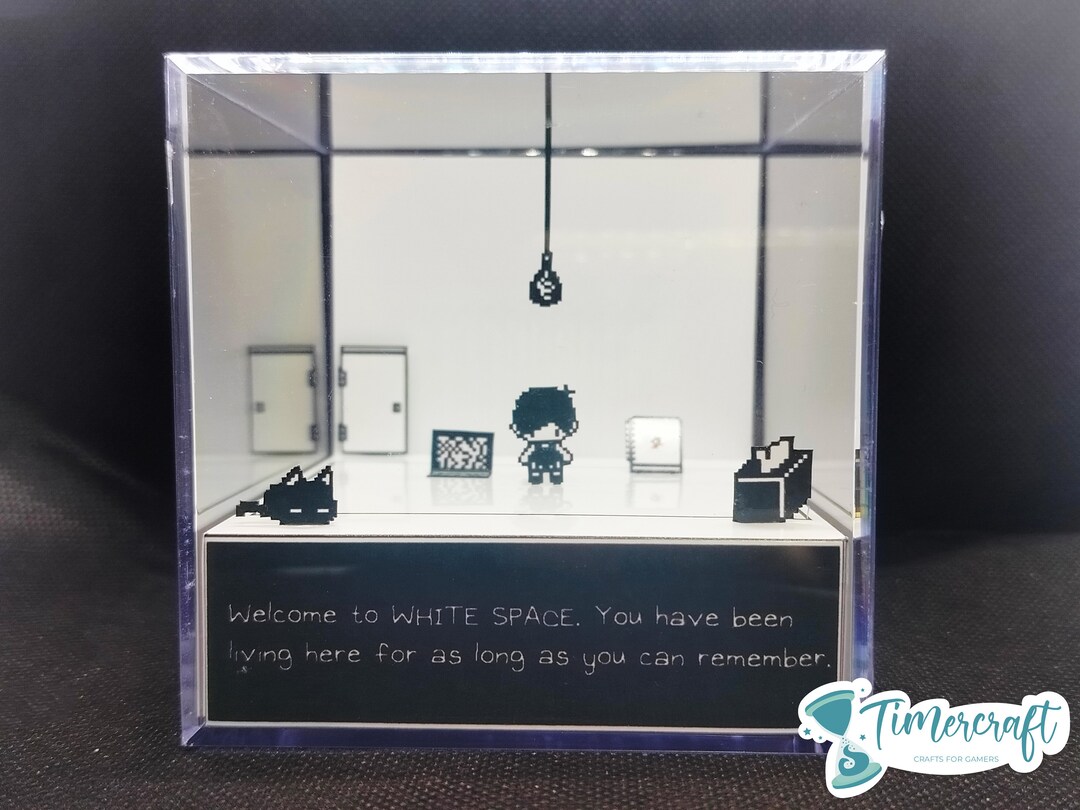 Omori Cube Diorama, White Space, Gift for Gamers, Handmade Gift, Pixel ...